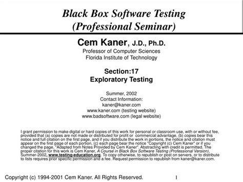 Ppt Black Box Software Testing Professional Seminar Powerpoint Presentation Id316497
