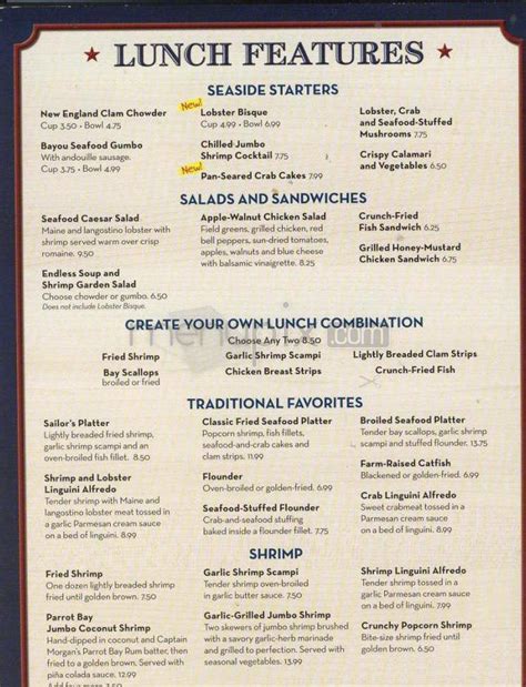 Red Lobster Lunch Menu