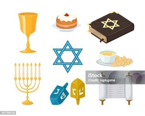 유대교 교회 전통적인 기호 아이콘 설정 격리 하누카 종교 디자인과 회당 유월 절 율법 메노라 휴가 유태인 벡터 일러스트 레이 션 0명에 대한 스톡 벡터 아트 및 기타 이미지
