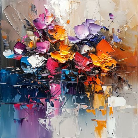 Vibrant Abstract Floral Arrangement Bursting With Color And Texture In Modern Art Stock