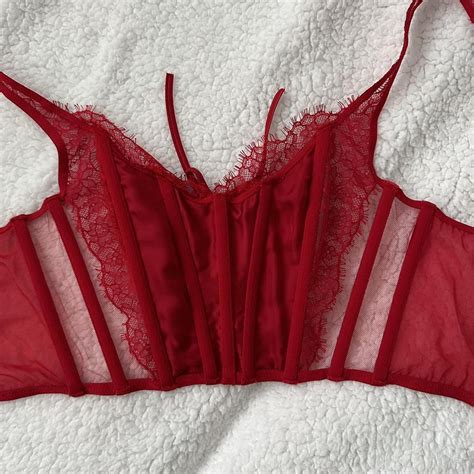 Victorias Secret Red Corset Style Top Never Worn Depop