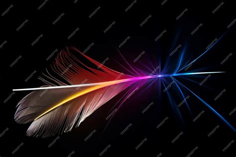 Premium Ai Image Feather Intersecting With Laser Beam Splitting Light