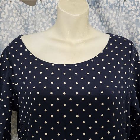 Size Large Navywhite Polka Dot Knit Dress By Old Depop