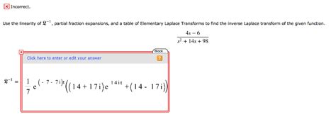 solved use the linearity of 1 partial fraction