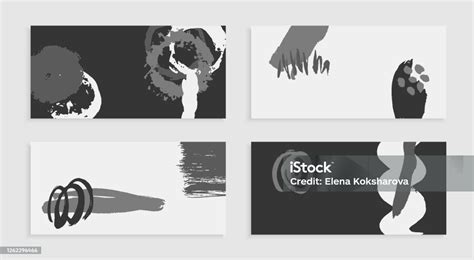 흑백 명함 추상 벡터 배경 집합입니다 손으로 그린 반점과 파도 수제 잉크 일러스트레이션 설계를 위한 벡터 텍스처입니다 들쭉날쭉한 그런지 라인 0명에 대한 스톡 벡터 아트 및