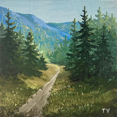 Forest Landscape Acrylic Painting Tetiana Vysochynska