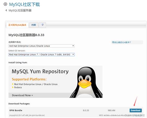 服务器中linux（centos7 6）安装并启动mysql 8 0 33 1 el7 x86 64 rpm bundle tar【简易安装