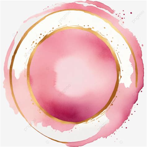 Círculo De Oro Acuarela Rosa PNG Diseño Ilustración Acuarela PNG y