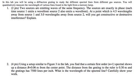 Solved In This Lab You Will Be Using A Diffraction Grating Chegg