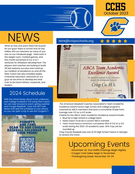 Cchs Baseball October Newsletter Crisp County High School