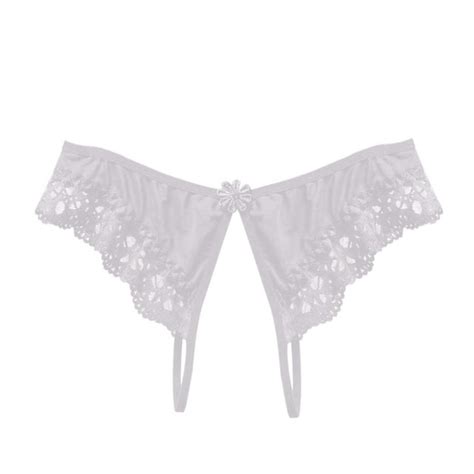 Caihaooo Women Panties Open File Slit Sex Lace Thong Low Waist Panties