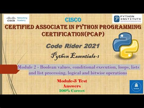 CISCO Python Essentials Answers 1 PCAP Module 3 Test Correct Answers Boolean Values