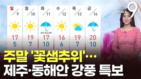 날씨 주말 꽃샘추위제주·동해안 강풍 특보 Youtube