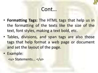 Basic Html Tags PPTX