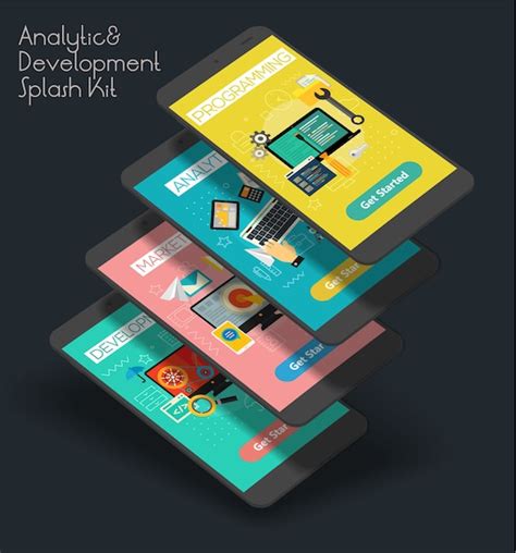 Premium Vector Flat Design Responsive Analytics And Development Ui Mobile App Splash Screens