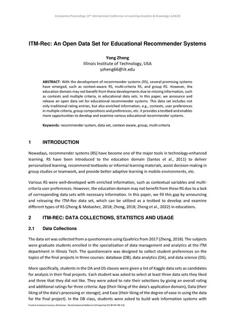 An Open Data Set For Educational Recommender Systems However The Education Domain May Not