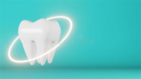 White Healthy Molar Tooth Bouncing 3d Animation 4k Blue Background