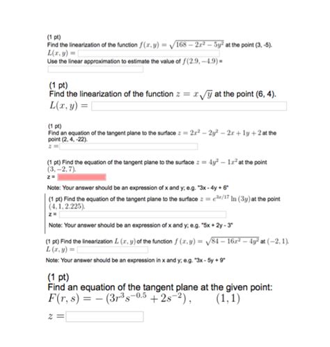 Solved 1 Pt Find The Linearization Of The Function Fry
