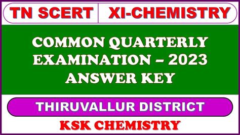QUARTERLY EXAM CHEMISTRY ANSWER KEY 2023 XI EM YouTube