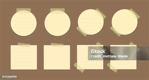 Yellow Sticky Note Illustration Set Taped Office Memo Paper Template
