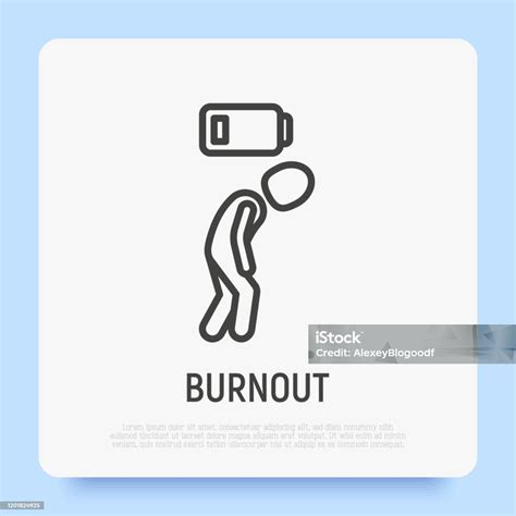 화상 증후군 배터리가 부족한 피곤한 남자 우울증 피로 가는 선 아이콘입니다 현대 벡터 그림입니다 피곤한에 대한 스톡 벡터 아트