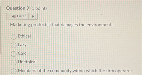 Solved Question 9 1 Point ListenMarketing Product S That Chegg