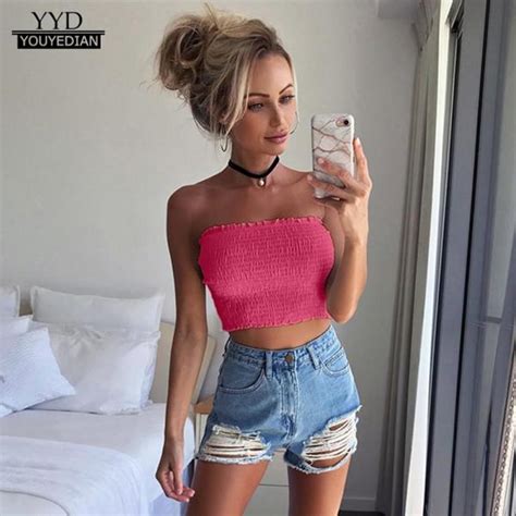 Strapless Elastic Tube Tops Camisole Super Tees