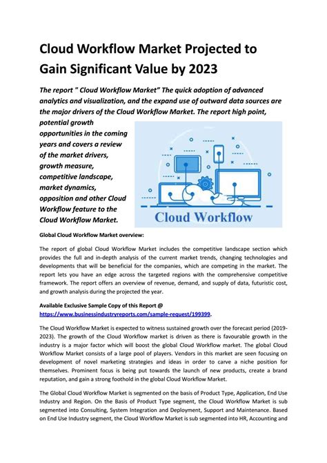 Cloud Workflow Market Projected To Gain Significant Value By 2023 By