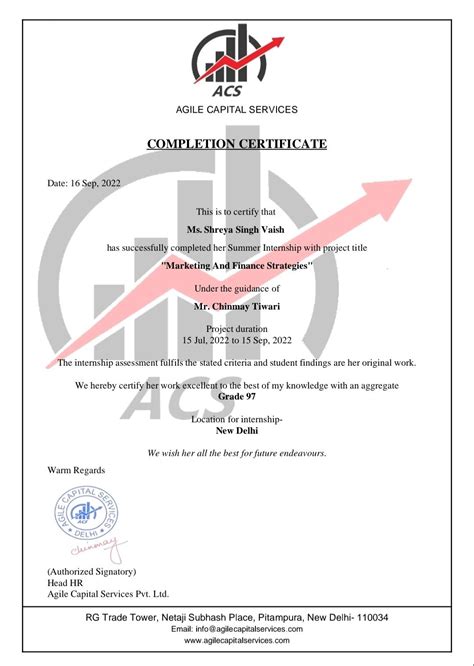 Shreya Singh Vaish On Linkedin Completed Internship At Agile Capital