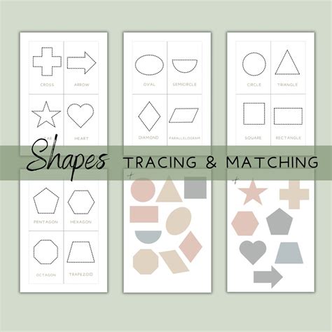 Shapes Tracing And Matching Set 16 Shapes Preschool Learning Tools