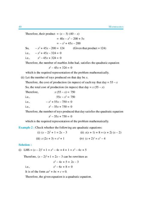 NCERT Book Class Maths Chapter Quadratic Equations PDF AglaSem