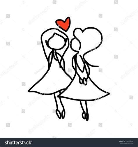 Hand Drawing Cartoon Concept Happy Same Stock Vector Royalty Free