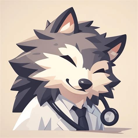 Premium Vector A Flexible Wolf Doctor Cartoon Style
