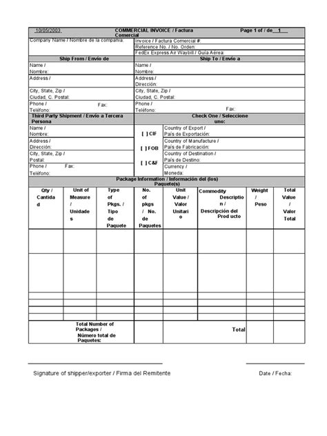 Factura Comercial De Exportacion Pdf Comercio Industrias De Servicio