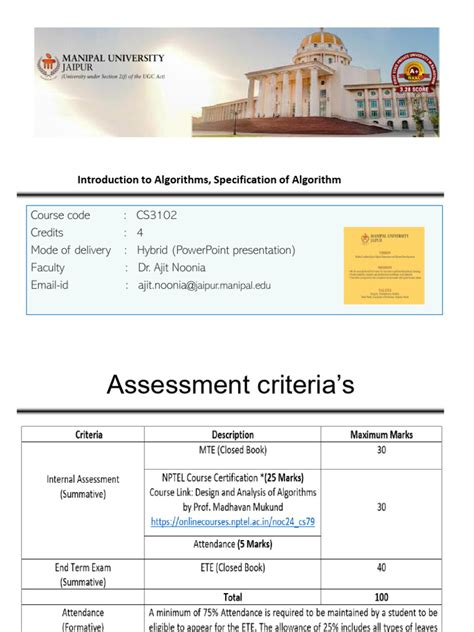 1 Introduction To Algorithms Specification Of Algorithm Complexity