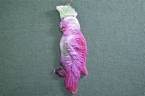 Купить Елочная игрушка Попугай Картонаж фольга Подвесная 3 цены фото описание