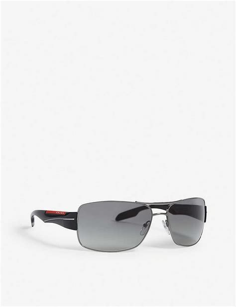 Prada Linea Rossa Aviator Sunglasses In Grey Gray For Men Lyst