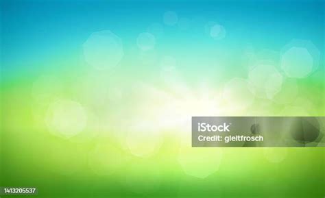 보케와 함께 신선한 봄 또는 여름 추상적 인 배경 파란색과 녹색 수평 색상 그라디언트 그라데이션에 대한 스톡 사진 및 기타 이미지 그라데이션 기포 녹색 Istock