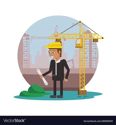 Engineer Working Under Construction Scene Vector Image Engineer Working Under Construction Scene Vector Image