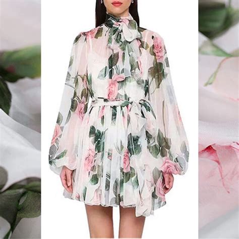Silk Chiffon Dress Fabric Tropical Rose Light Tran Grandado