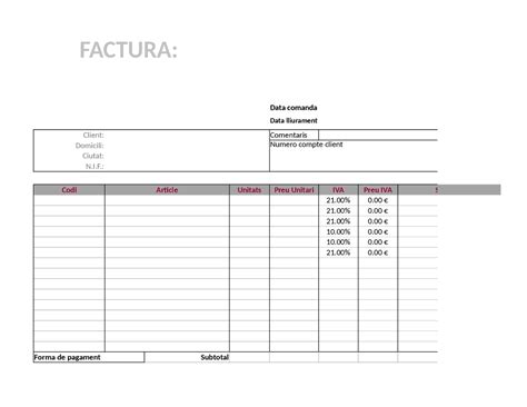 Plantilla Factura Excel Schémas De Mercatique Docsity