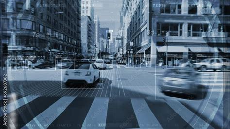 Downtown Los Angeles Avenue With Traffic Computer Vision With Object