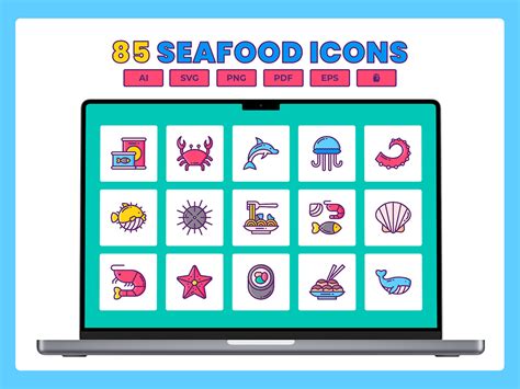 85 Shellfish Icon Set Flat Icons