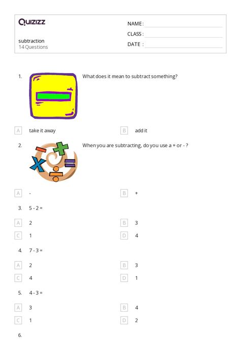 50 Subtraction Worksheets On Quizizz Free Printable