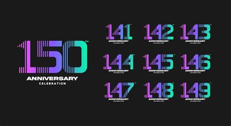 Conjunto De Logotipo De Celebração De Aniversário Colorido Vetor Premium