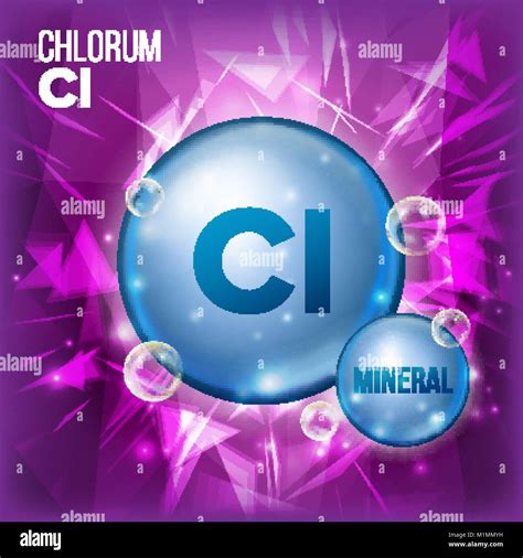Cl Chlorum Vector Mineral Blue Pill Icon Vitamin Capsule Pill Icon
