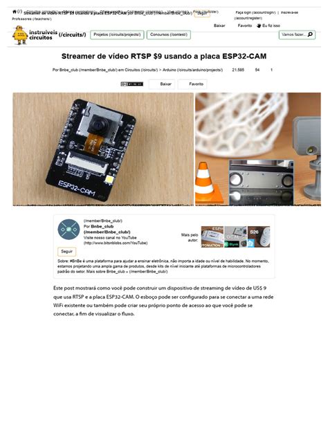 Streamer De Vídeo Rtsp 9 Usando A Placa Esp32 Cam 3 Passos Instruíveis Download Grátis