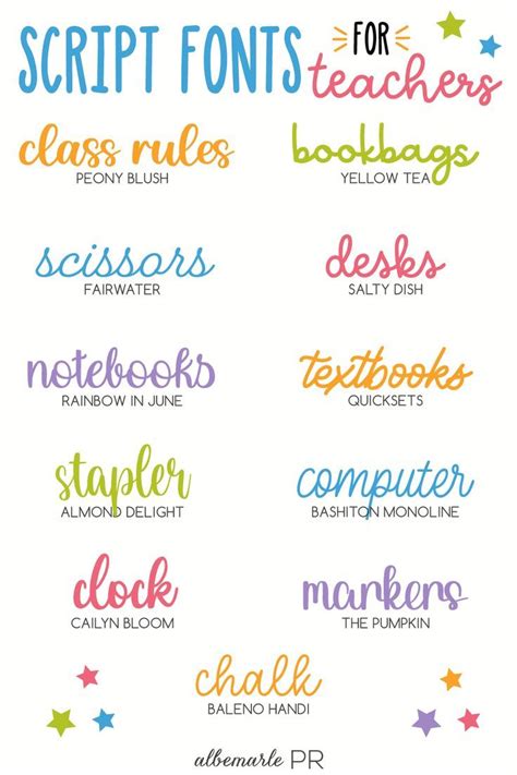 12 Basic Script Fonts For Educators Albemarle PR Teacher Fonts