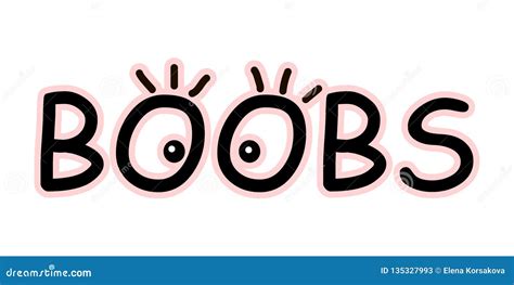 Boobs Text For Logo Or Print On T Shirts Vector Eps8 Stock Vector