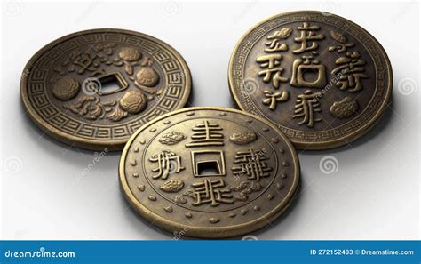 Lucky Charms Chinese Fortune Coins Isolated On White Background Stock Illustration